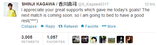 Shinji Kagawa Uses Twitter Account to Thank Fans Following Hat-Trick ...