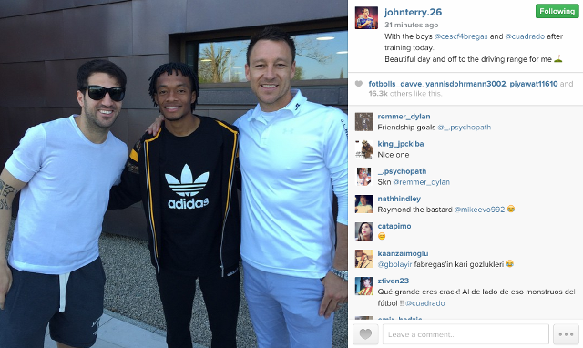 Chelsea captain, Fabregas and Cuadrado all smiles ahead of Arsenal ...