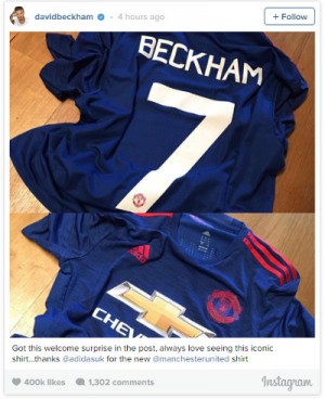 David Beckham LOVES Manchester United's new kit