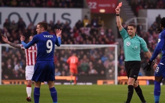 (Video) Jamie Vardy red card v Stoke looks nasty in slo-motion