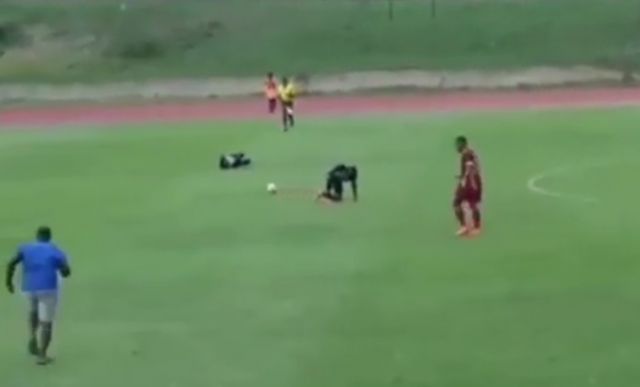 Footballers struck by lightning video