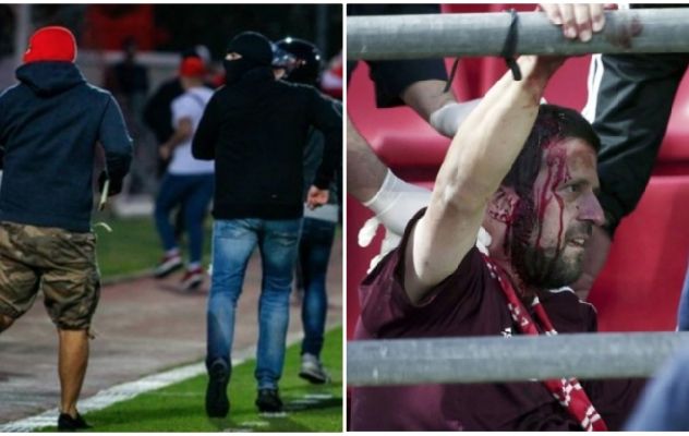 Video: Olympiacos hooligans attack Bayern fans at U19s game