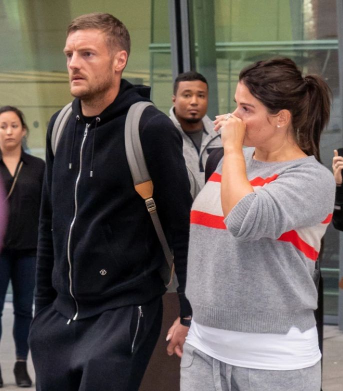 Rebekah Vardy crying at airport photos