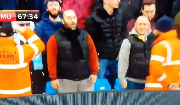Man City fan racist abuse in Man Utd game - video