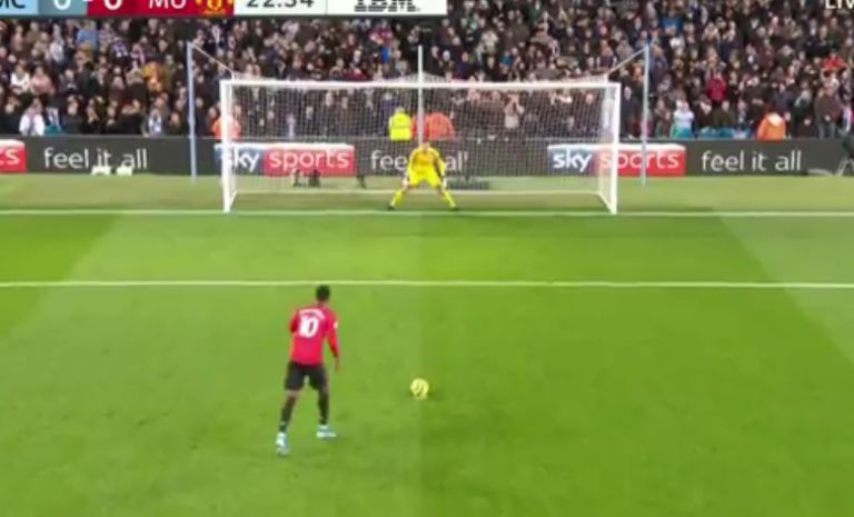 Rashford penalty video Man United vs Man City