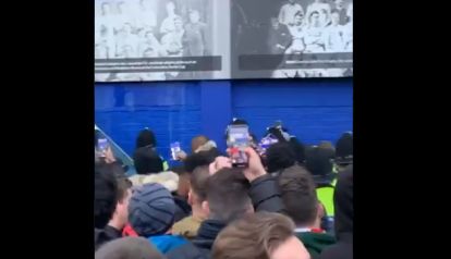 AFTV Robbie escorted by police at Everton video