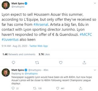 Arsenal transfer target Aouar praised by Ferdinand