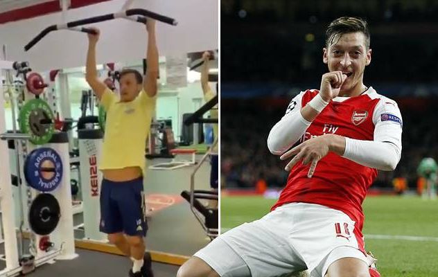 Video: 'Dedicated' Arsenal outcast Ozil works out in the gym