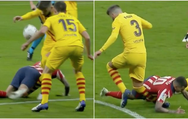 Video: Barcelona's Pique forced off after nasty blow to the knee