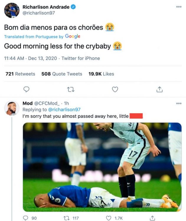 Richarlison trolls 'crybaby' Chelsea fans after win with tweets
