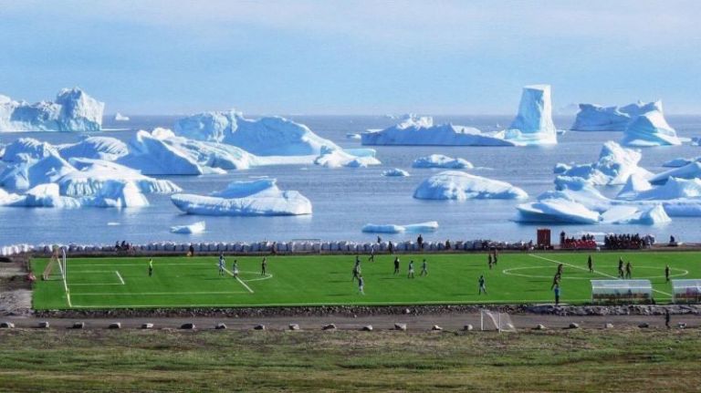 Photo: Football in Greenland has some stunning scenery | CaughtOffside