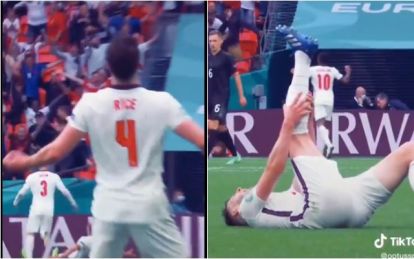 Declan Rice celebrating whilst injured - video