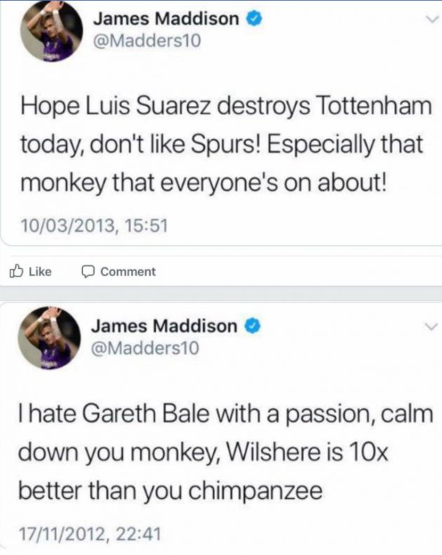 James Maddison Gareth Bale tweets dug up by Arsenal fans