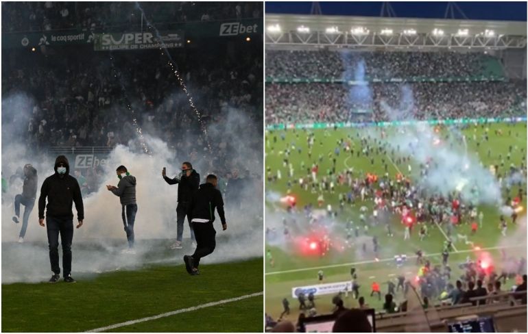 Saint-Etienne pitch invasion video