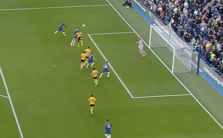 (Video) Kai Havertz climbs highest to net looping header vs Wolves