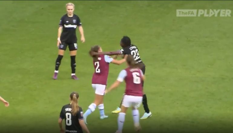 Video: West Ham women's star punches Aston Villa player multiple times