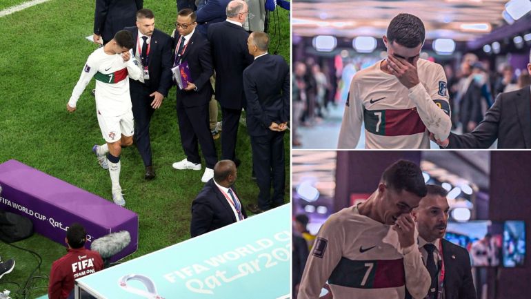 Video: Cristiano Ronaldo storms off the pitch in tears as Morocco ...