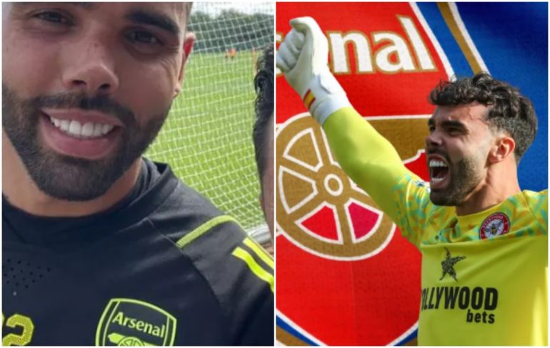 David Raya pictured in Arsenal training by agent on Instagram