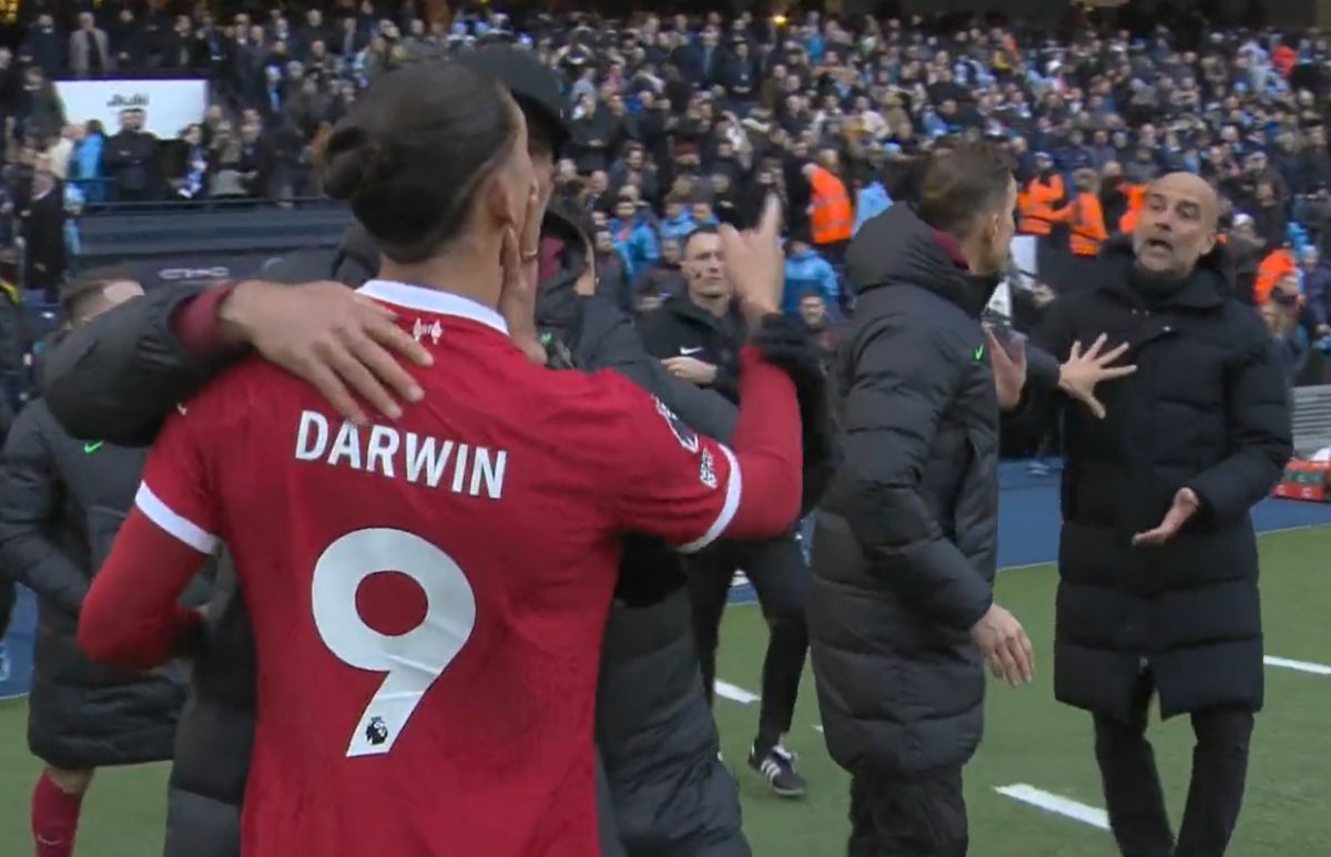 Video: Liverpool's Darwin Nunez has heated exchange with Guardiola