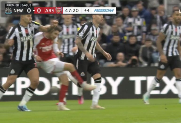 Video: Bruno Guimarães escapes red card as he deliberately elbows ...