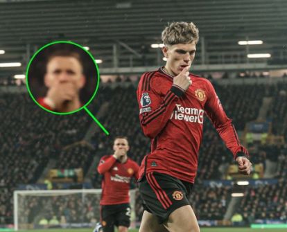 Luke Shaw's reaction to Alejandro Garnacho's overhead kick goal caught ...