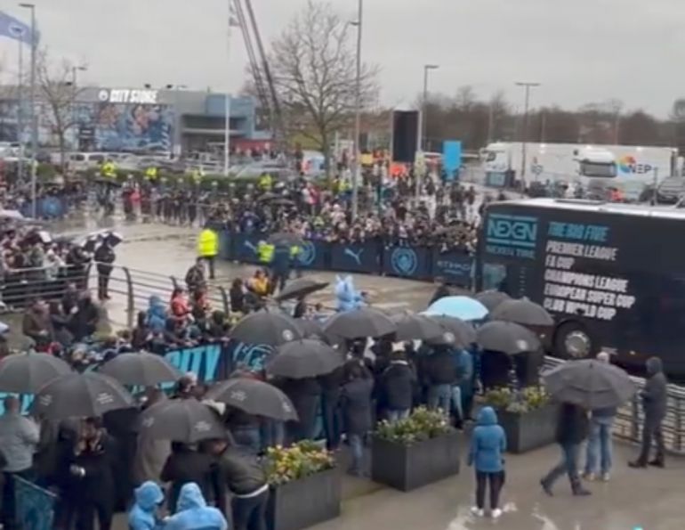 Watch: Man City's arrival at Etihad Stadium met with silence in viral ...
