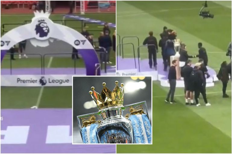 Arsenal rehearse Premier League winners ceremony