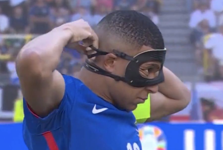 Video: France's Kylian Mbappe puts on mask for the first time at Euro 2024