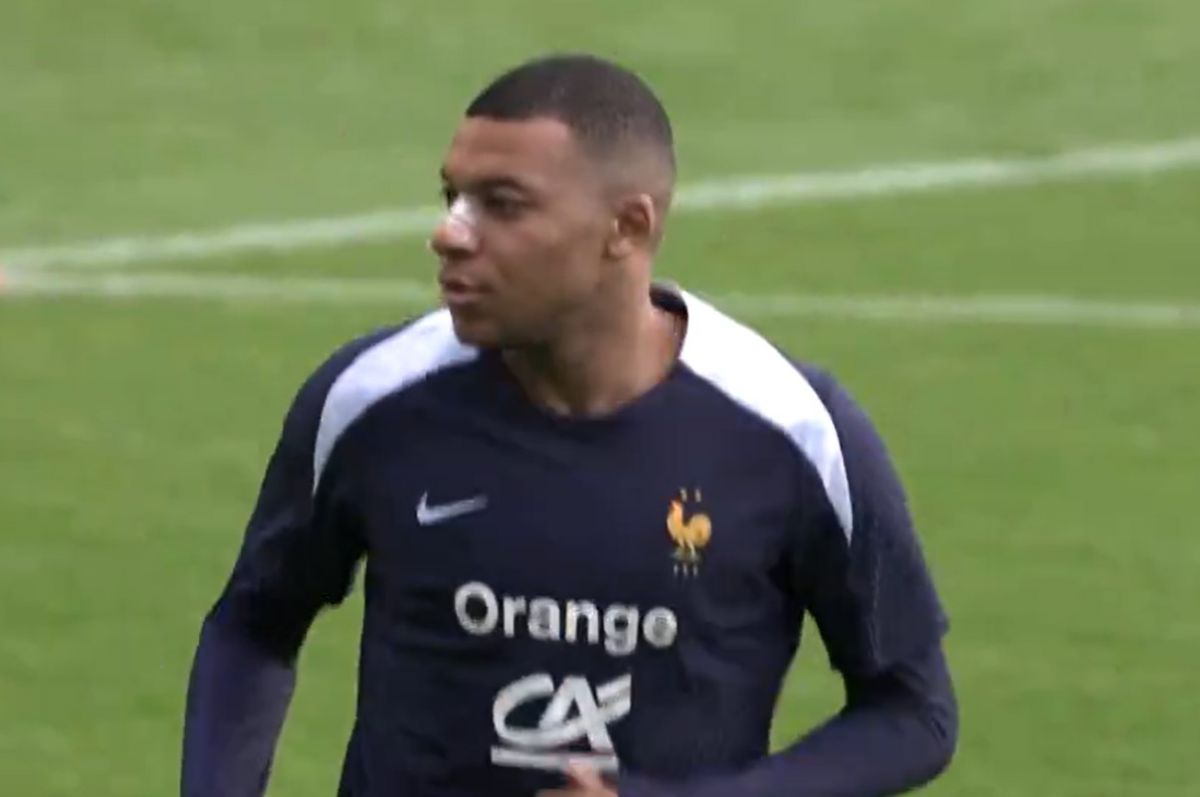 France's Kylian Mbappe spotted in training after Euro 2024 nose break