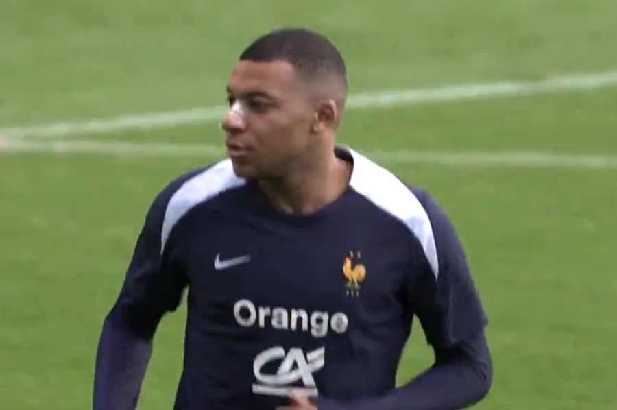 France's Kylian Mbappe spotted in training after Euro 2024 nose break