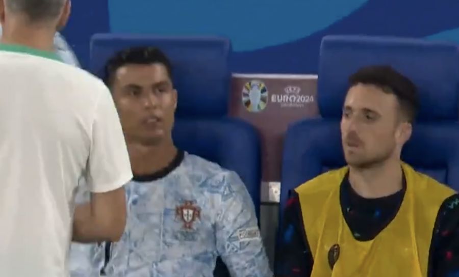 Video: Sulking Cristiano Ronaldo fumes after being subbed at Euro 2024