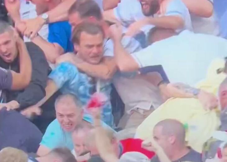 Celebration gone wrong! Viral clip shows England fan accidentally ...