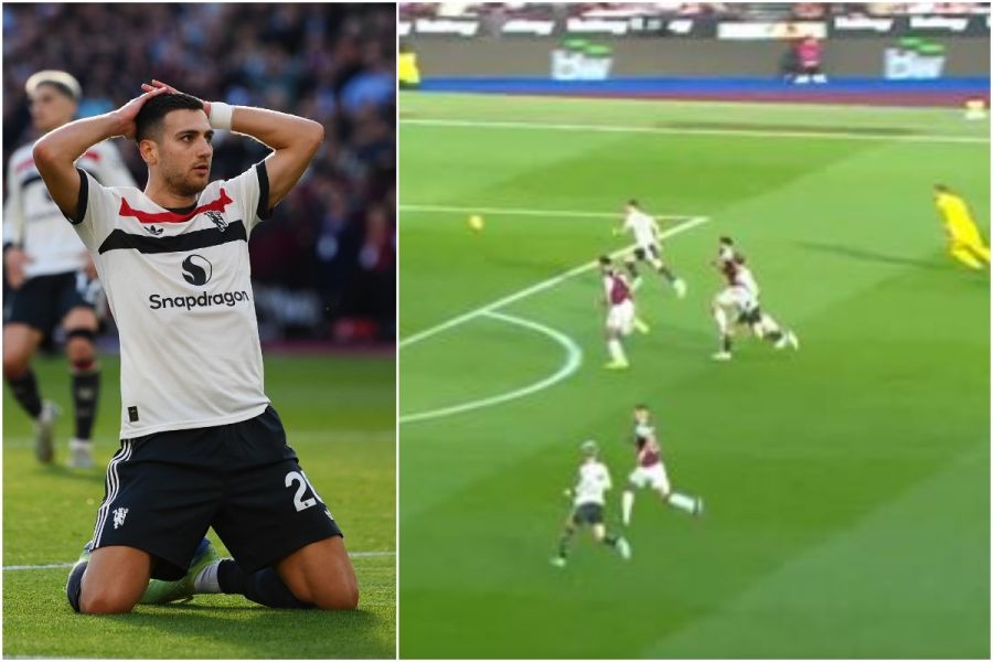 Diogo Dalot miss for Manchester United against West Ham