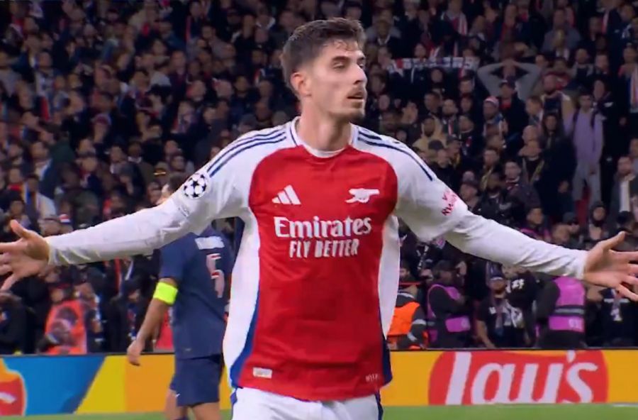 Video: Kai Havertz heads Arsenal into the lead vs PSG