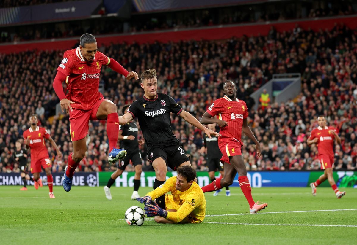 Paul Gorst blown away by Ryan Gravenberch during Liverpool v Bologna