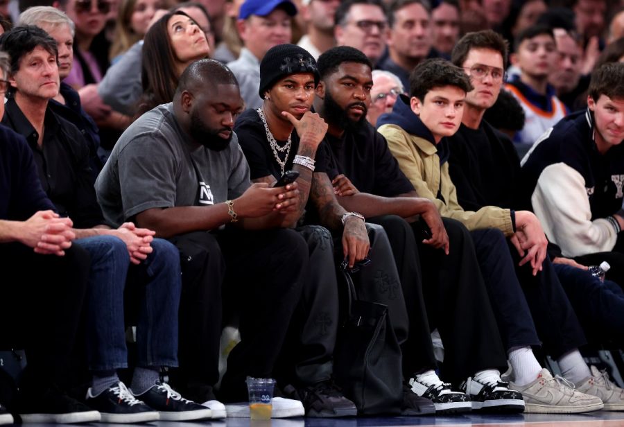 Marcus Rashford attends New York Knicks NBA game